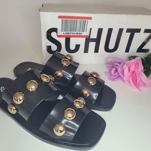 SCHUTZ | Shoes | Schutz Lizzie Studded Flat Sandals | Poshmark